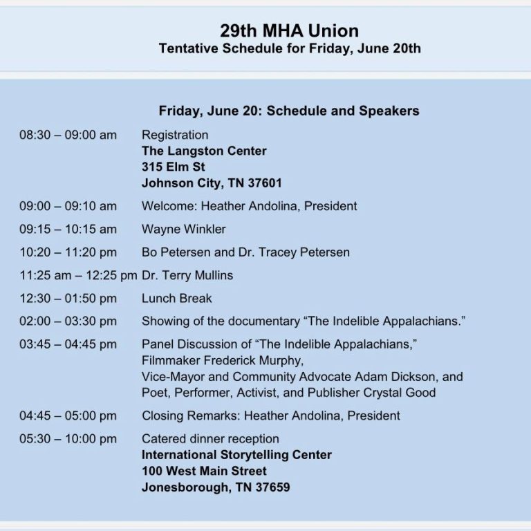Guest speaker schedule for 29th MHA Union/conference - Melungeon ...